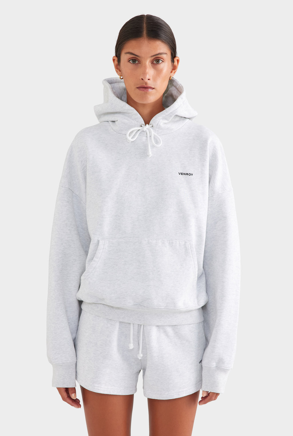 Fleece Track Hoodie Light Grey Marl | Venroy – VENROY