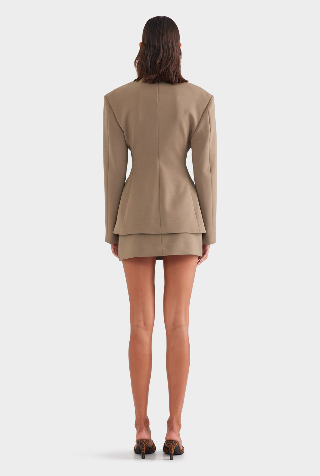 Scuba Wool Sculpted Blazer Taupe | Venroy – VENROY
