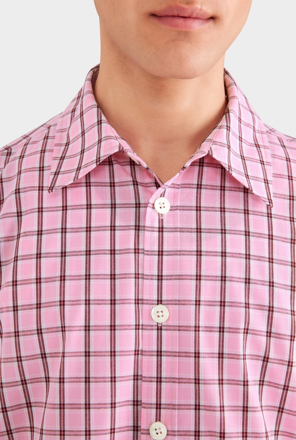 Mens Oversized Cotton Check SS Shirt in Pink Check | Venroy – VENROY