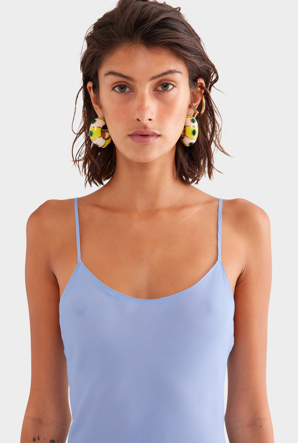 Printed Slip Dress in Powder Blue Blurred Floral | Venroy – VENROY