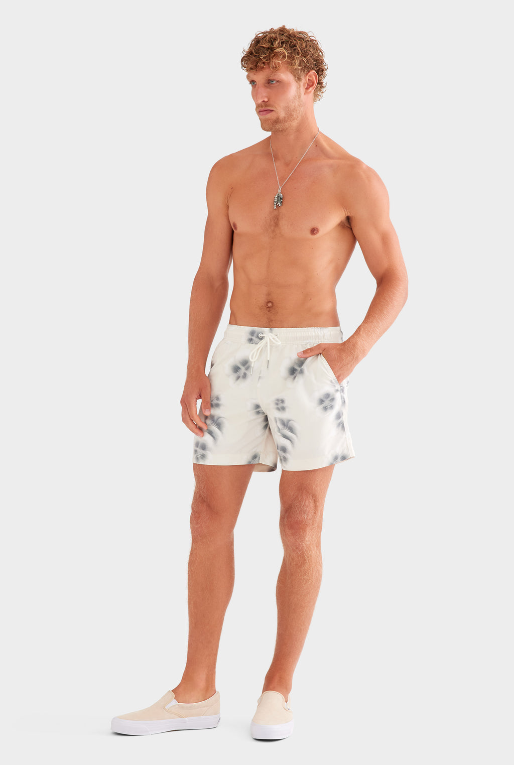 Printed Swim Short in Natural Blurred Floral | Venroy – VENROY