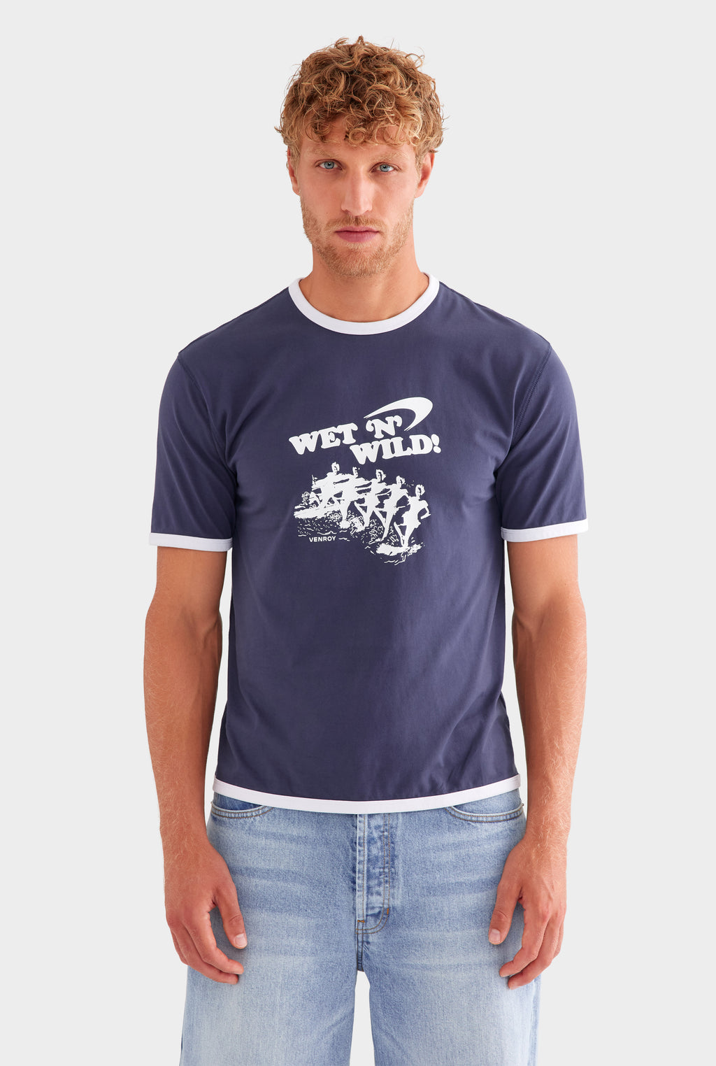 Ringer T-Shirt in Navy/White | Venroy – VENROY