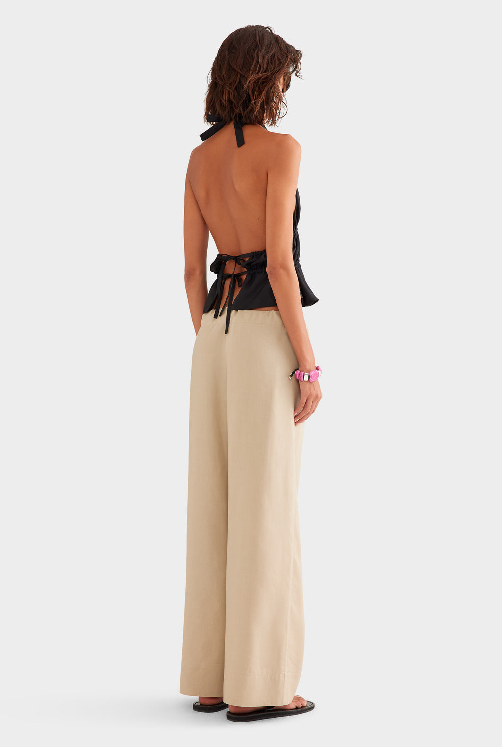 Relaxed Fuji Silk Drawstring Pant in Taupe | Venroy – VENROY