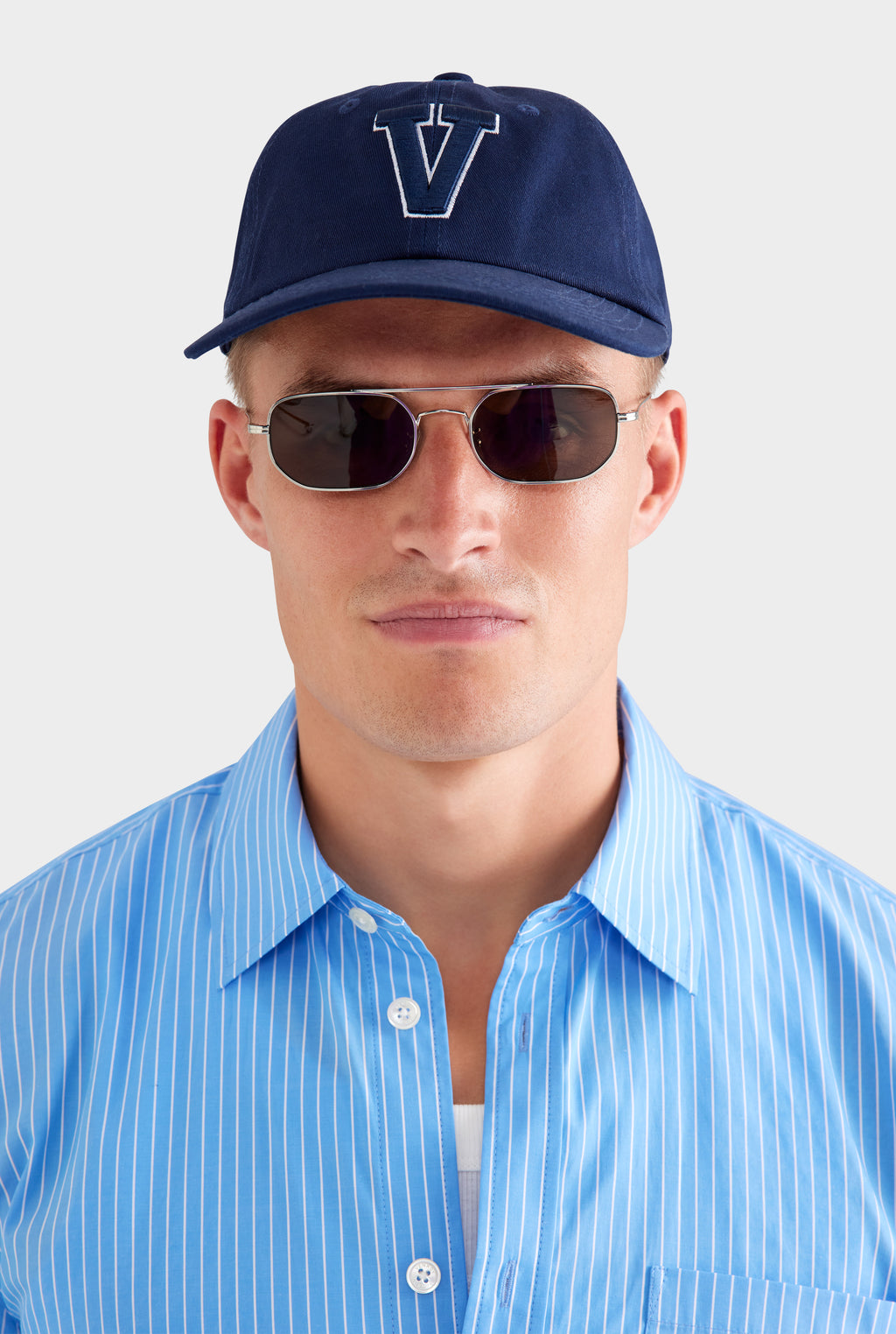 Mens Stripe Cotton Shirt Blue/White Stripe | Venroy – VENROY