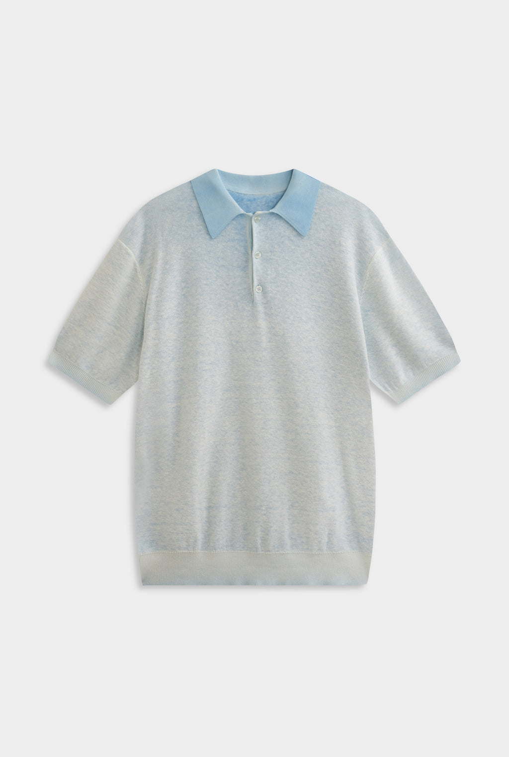 Reverse Printed Knit Polo in Washed Powder Blue | Venroy – VENROY