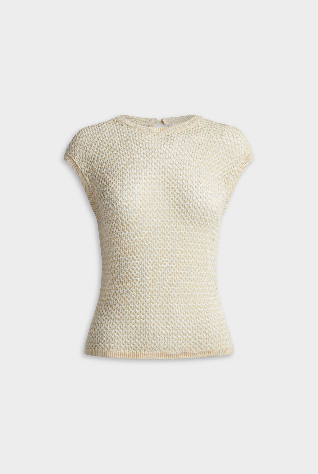 Crochet Cotton Nylon Tee in Off White/Natural | Venroy – VENROY