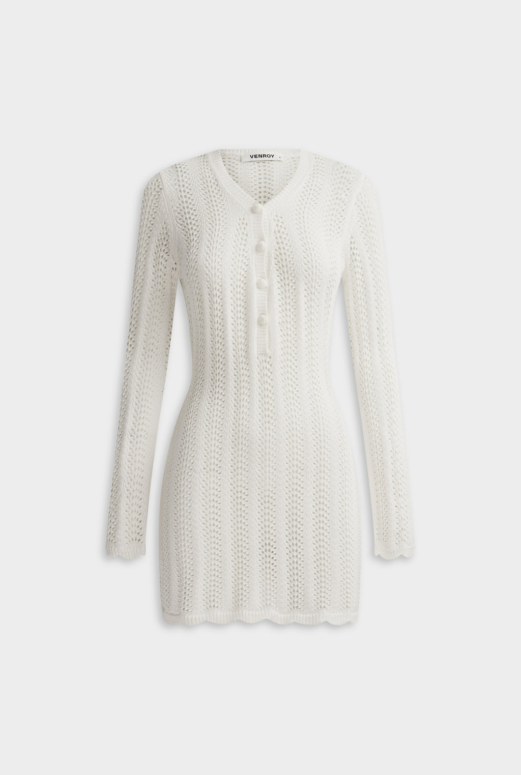 Open Neck Crochet Mini Dress in Off White | Venroy – VENROY