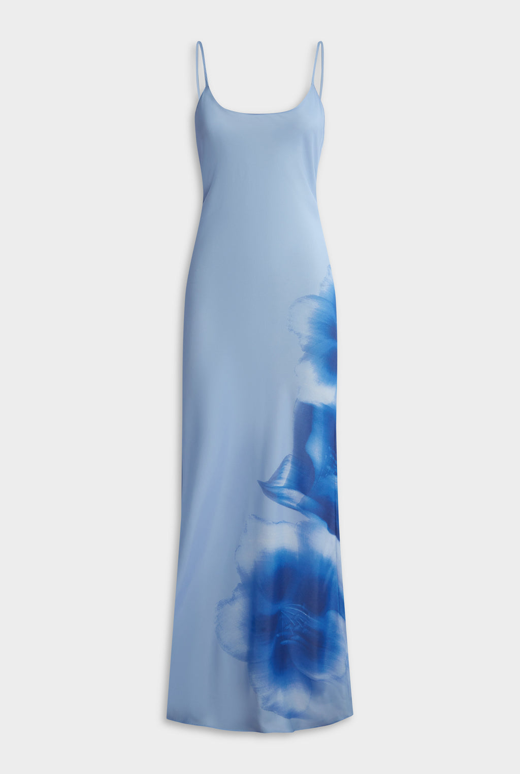 Printed Slip Dress in Powder Blue Blurred Floral | Venroy – VENROY